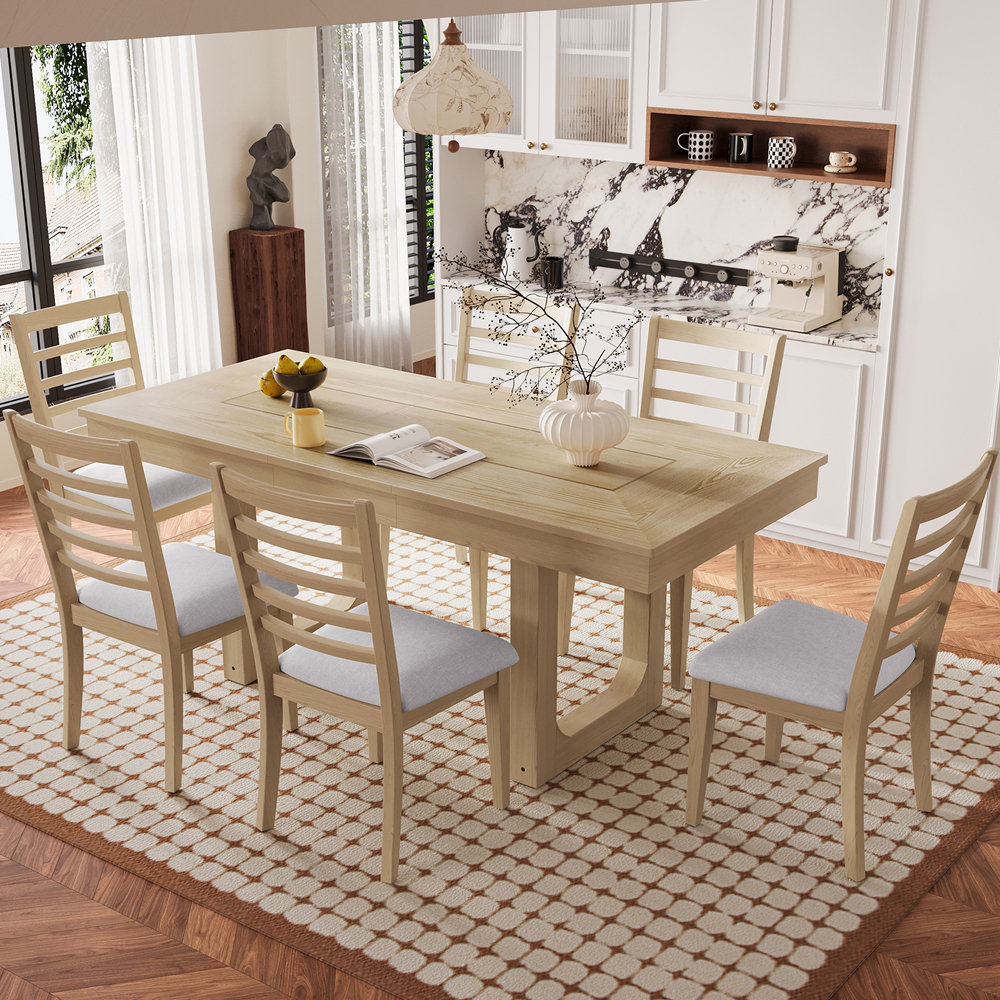 Red Barrel Studio® 7 Piece Extendable Dining Table Set, Farmhouse ...